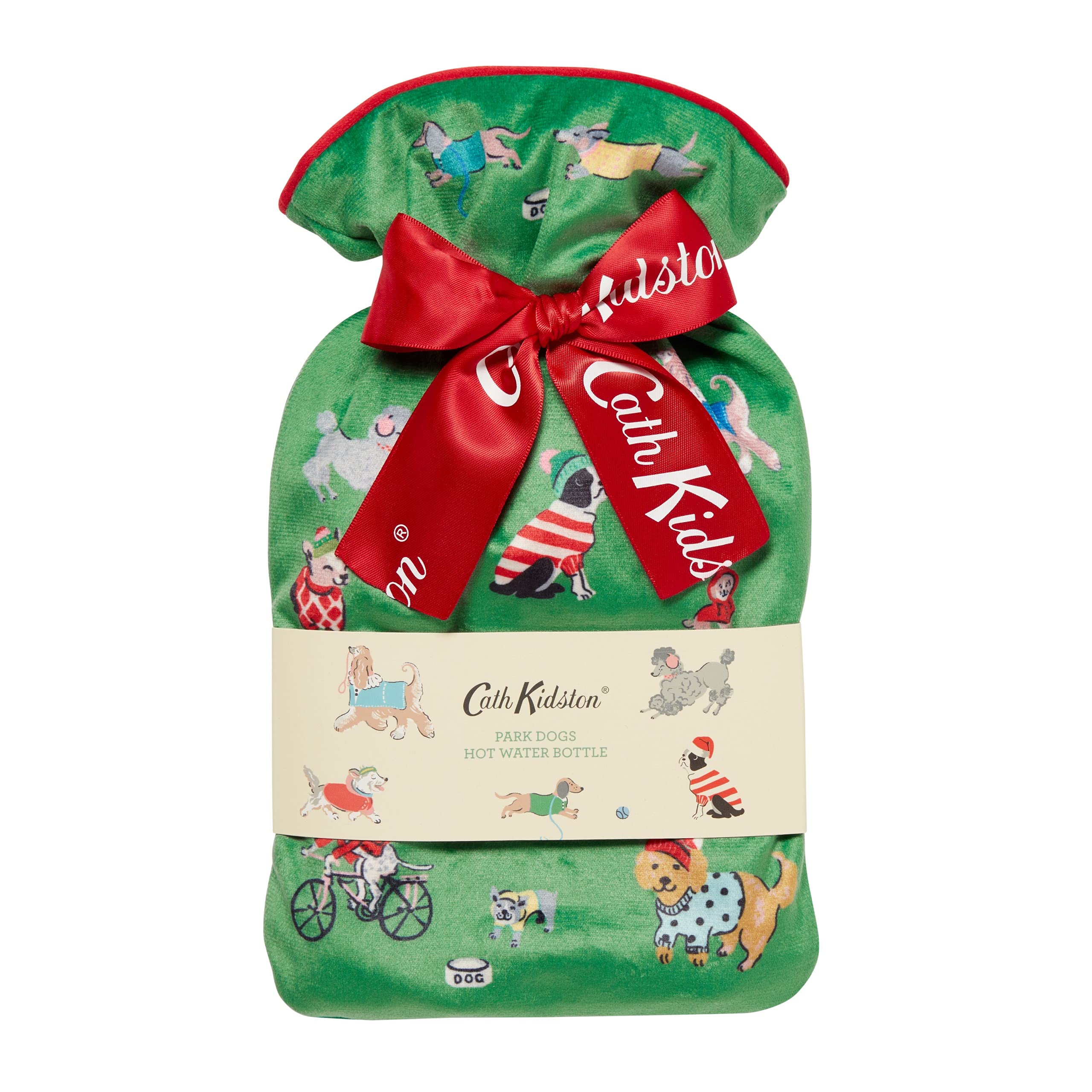 Cath Kidston Beauty Park Dogs Luxury Hot Water Bottle with Velvety-Soft Cover, 750 ml