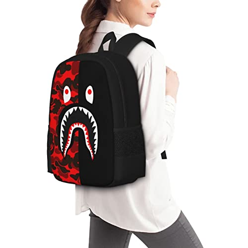 HAIXING Camo Shark Backpack Laptop Backpack For Boys Travel Bag Casual Daypack Hiking Bag For Girls 17inch School Begin Gifts