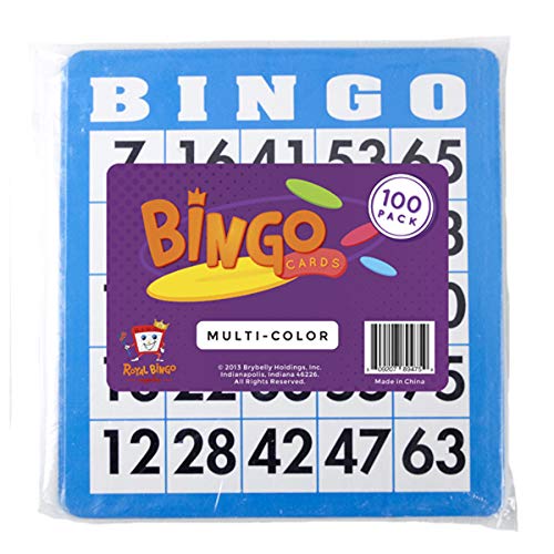 Royal Bingo Card and Chips Expansion Pack for 100 People - 100 Playing Cards, 1,000 Mixed Bulk Bingo Chips Translucent Colors