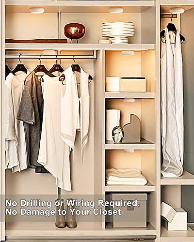 GANA Puck Lights with Remote, Wireless RGBW LED Under Cabinet Lights, 700mAh USB-C Rechargeable Battery Operated Tap Lights, Timed Off, 7 Colors & 3 Modes Dimmable for Closet Bedroom Stairs (1Pack)