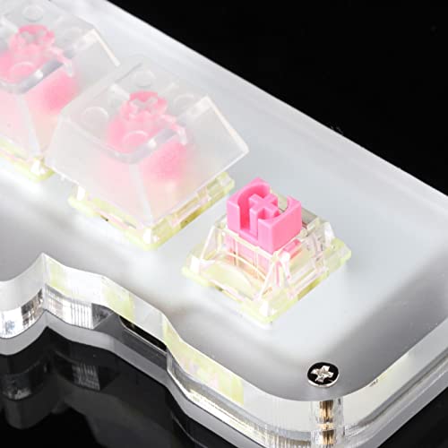 Funtasica Wired Mini 3 Key Game Keypad, Portable RGB LED Macro Programming Hot Swap Acrylic One Handed Transparent Keycap Mechanical Gaming Keyboard, Gold Pink Switch