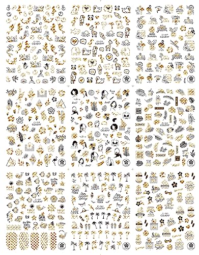 JMEOWIO 9 Sheets Beach Nail Art Stickers Decals Self-Adhesive Pegatinas Uñas Summer Tropical Ocean Shark Nail Supplies Nail Art Design Decoration Accessories