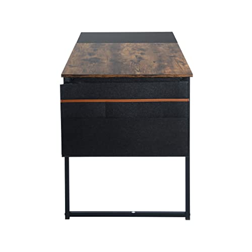 Homy Casa Inc 47 inch Study Storage Bag Space Saving for Home Office, Modern Simple Style PC Metal Frame Computer Desk, Writing Table, Brown, Black