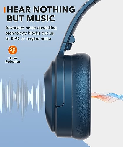 INFURTURE Q1 Active Noise Cancelling Headphones with Microphone,Wireless Over Ear Bluetooth Headphones, Deep Bass, Memory Foam Ear Cups, Quick Charge 40H Playtime, for TV, Travel