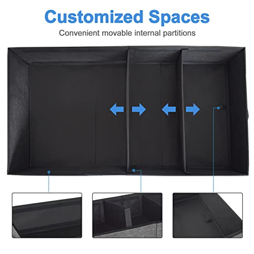 homyfort Under Bed Storage Containers Bins with Lids, Foldable Stackable Underbed Storage Boxes Organizer with 2 stury handles for Clothing, Blankets, Sweaters,sheets, Black, set of 2