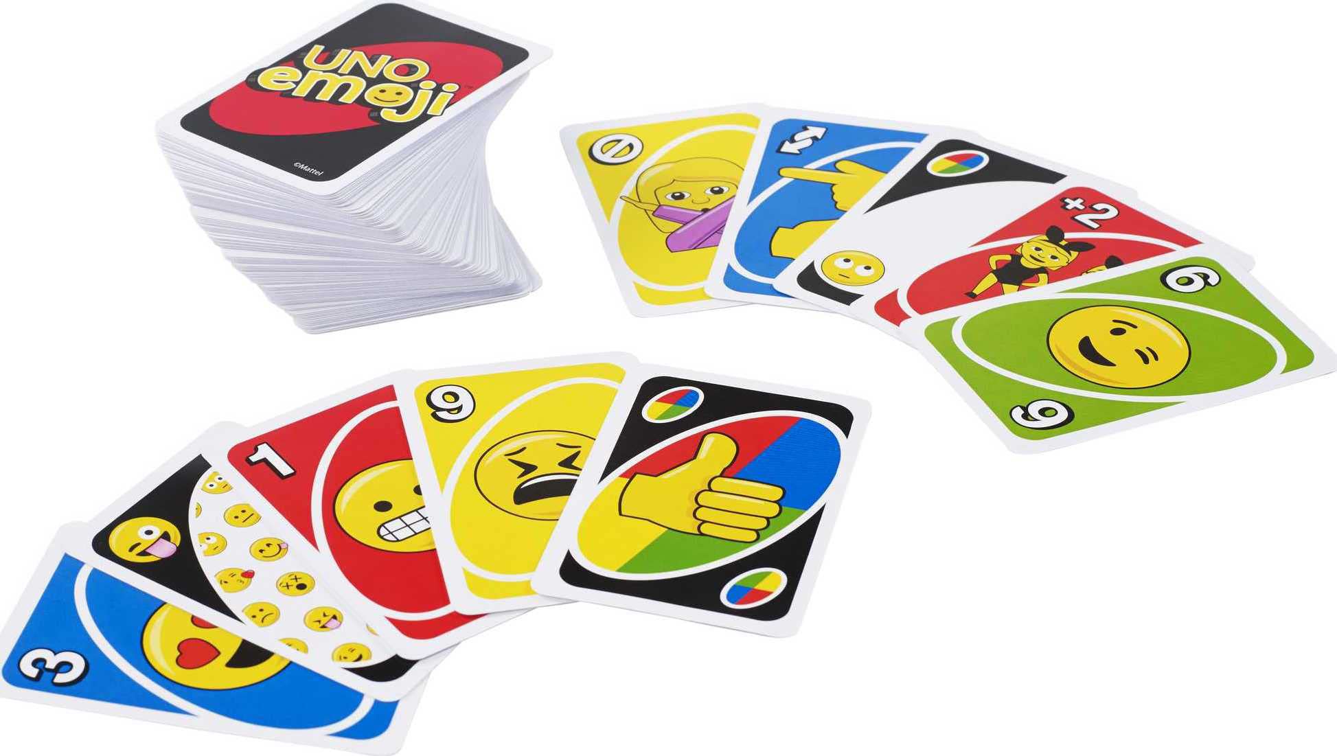 Mattel Games UNO Emoji Card Game for Kids, Adults, Familieis & Game Nights, Deck Features Hilarious Emojis