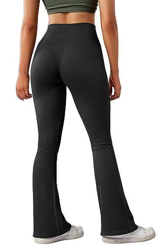 MOOSLOVER Women Ribbed Bootcut Yoga Pants High Waisted Flare Bootleg Workout Leggings(S,#2 Black-29)