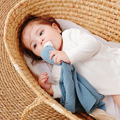FOMUNI Baby Muslin Lovey Knit Newborn Babies Security Blankets Goose Lovie Cuddly Comforter Safe Loveys for Infant Boy Girl, Pink