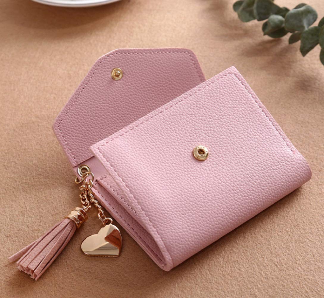 Small Leather Wallet for Women Girls Credit Card Holder Purse Pink