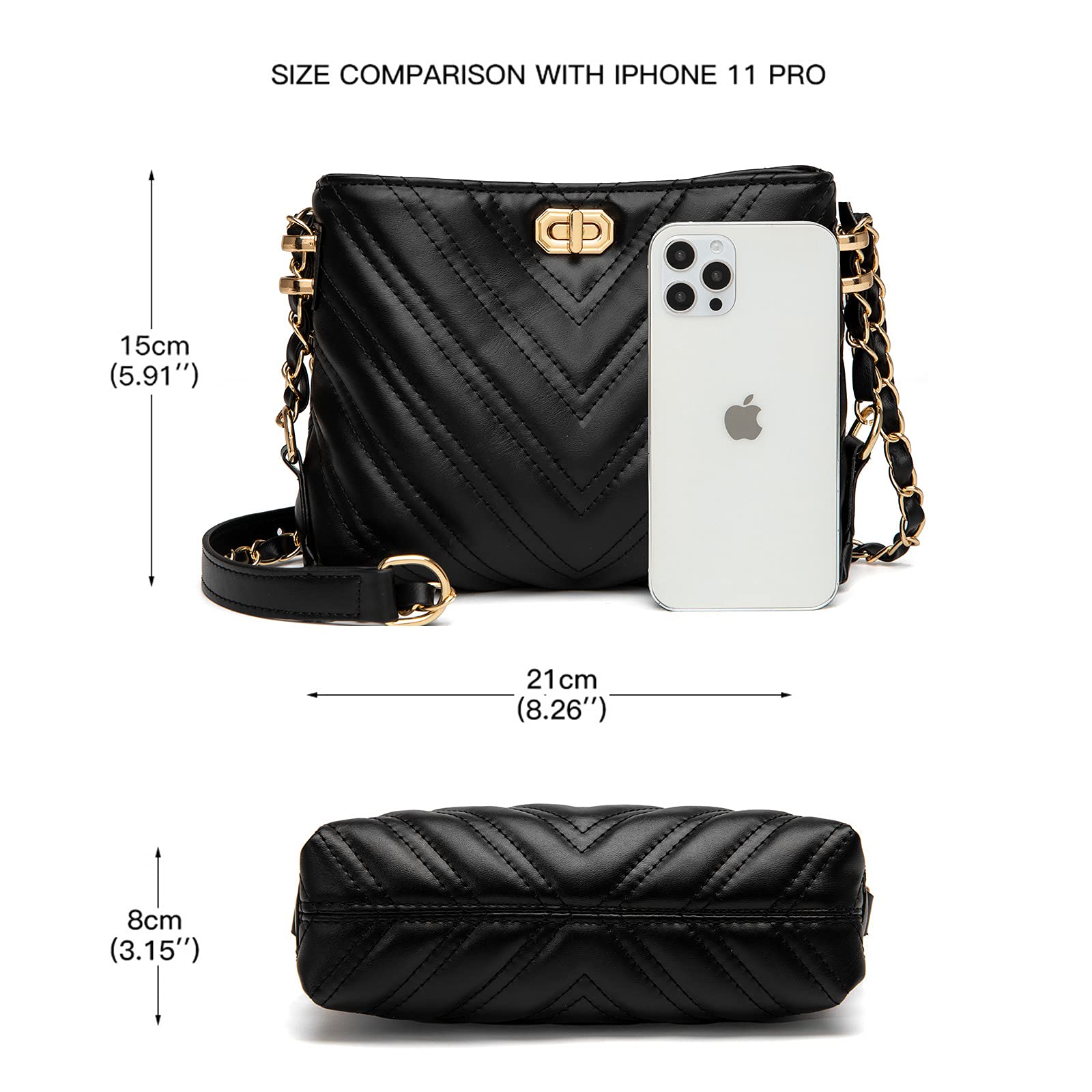 Small Crossbody Bags for Women Purses Fashion Leather Lightweight Handbags Shoulder Bag(Black2)