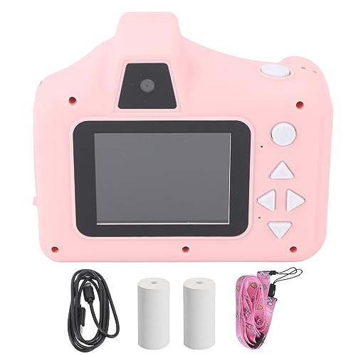 Children's Print Camera, Dual Lens SLR Kids Mini Digital Camera with Gallery Playback, 10x Zoom, 4 Puzzle Games, Music Mode, 2.8 inch IPS Screen (Pink)