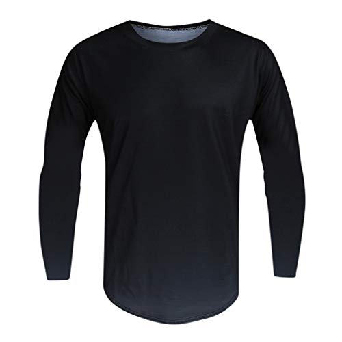 Thenlian Men's Fashion Trend Casual And Comfortable Gradient Ramp Shader Sweater(S, Black)