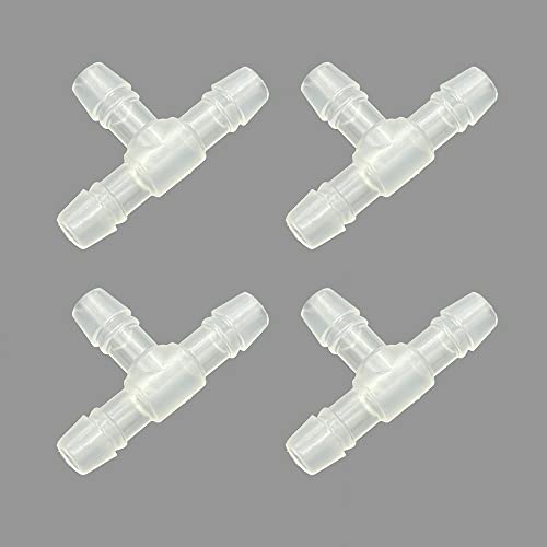 JOMISSLY PP Aquarium Filter Accessories 1/4" T Shaped 3 Way Barbed Connector for Small Water Pipe Air Bubbler,Hose Splitter for Oxygen Tubing(4pcs)