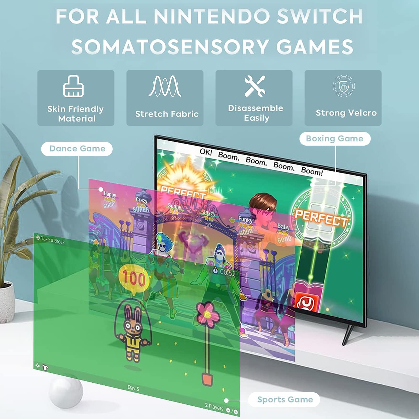 Switch Just Dance Strap, Pro Wristbands for Just Dance 2024 2023 2022 2021 2020 Switch Dancing Games, Hand Free Wrist Straps for Nintendo Switch Dance Accessories, Hand Free Wristband for JoyCon Grip
