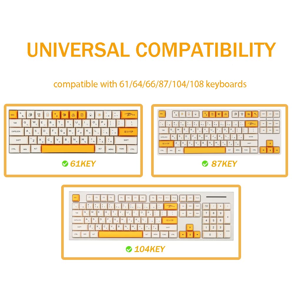 PBT Keycaps 140 Keys XDA Profile Keycaps Dye-Sublimation Japanese Honey Milk Keycap,ANSI Layout Keycap Suitable for Mechanical Gaming Keyboard Gateron Kailh Cherry MX Switches (Keycaps only)