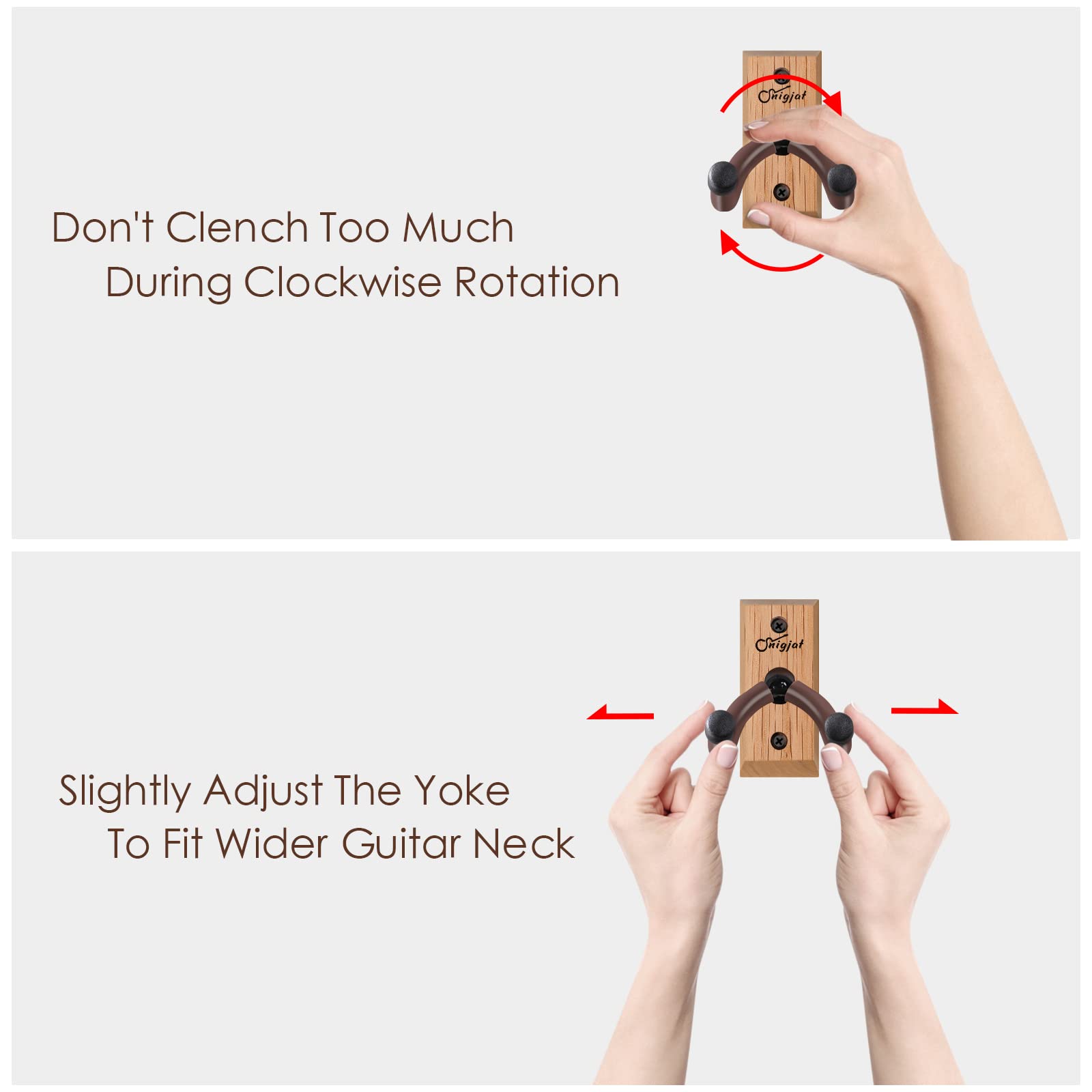 SNIGJAT Guitar Wall Mount 2 Pack, Guitar Hanger for Rotatable, Solid Wood Guitar Wall Hanger, V-Shaped Guitar Mount Hook for Acoustic Guitar, Guitar Holder for Banjo, Musical Instruments Accessories