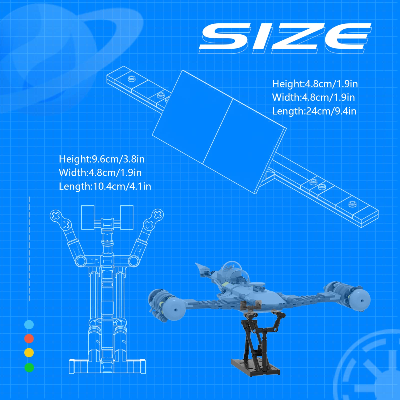 Display Stand for Lego Mando N-1 Fighter 75325 Building Kit, Sturdy Bracket Building Sets with an Informational Fact Plaque, Fun Buildable Toy Playset for Kids Aged 9 and Up(121 Pieces)
