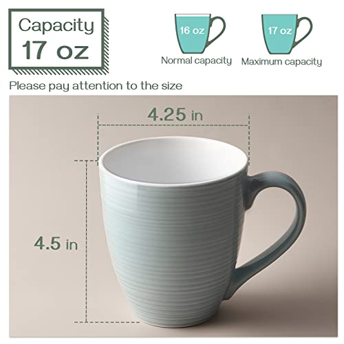DOWAN Coffee Mugs, Coffee Mugs Set of 6, 17 Oz Ceramic Coffee Cups with Handle, Hot Cocoa Mugs, Mug Sets, Large Coffee Mug for Coffee Tea, Party, Gray