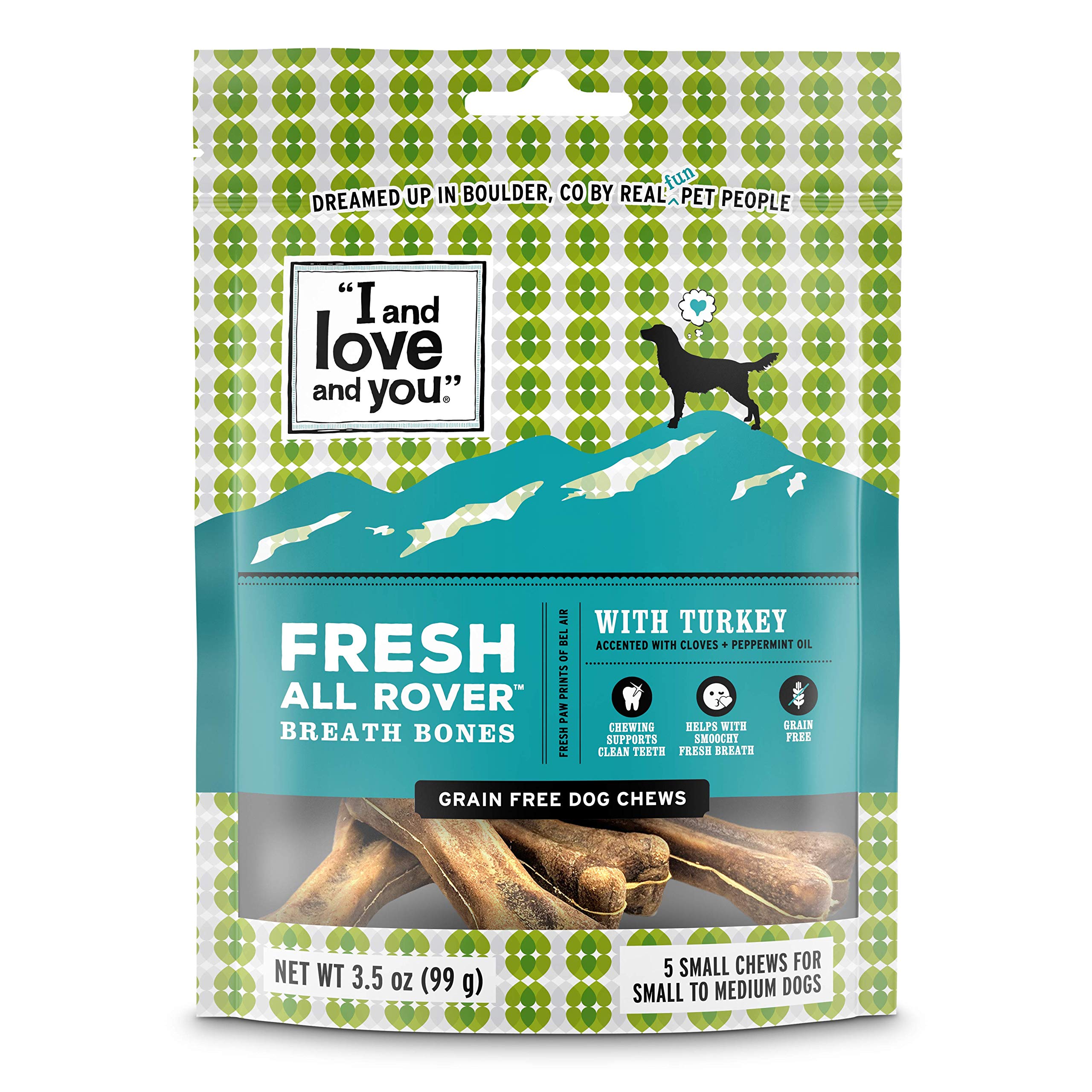 I and love and you Fresh all Rover Breath Bones - Sweet Potato - Dental Health Support, Grain Free, Filler Free, 5pk Size Small