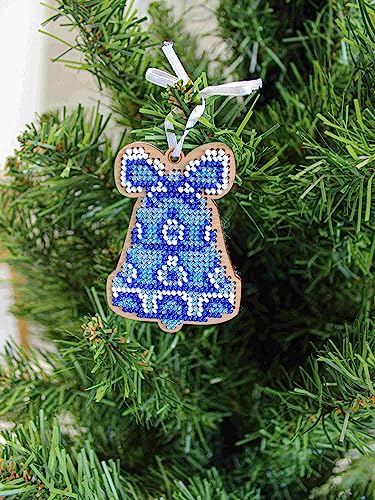 MP Studia Cross Stitch Embroidery Kits for Adults and Beginners Winter - Christmas Tree Toy - Frost Bell 7x5cm/2.76x1.97