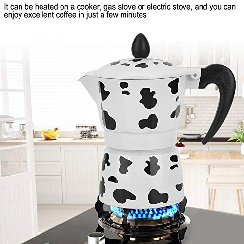Dpofirs Aluminium Coffee Pot - Coffee Maker - Milk Cow Color Moka Pot - for Home,Office Coffee(3 cups milk cow color 150ML)