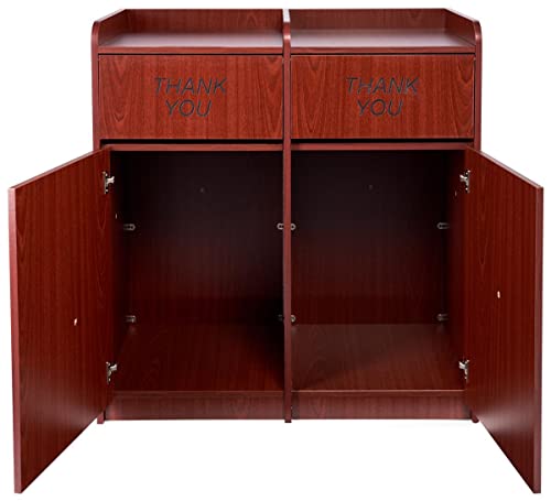 Displays2go Trash Receptacle for (2) 36 Gallon Bins, Thank You Message - Mahogany (LCKDPZSSSM2)
