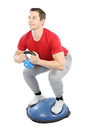 CanDo Dome Balance Trainer 55cm with Non-Skid Base for Balance Training, Strength Building, and Cardio Exercises for Home, Gyms, and Clinics, Includes Resistance Cords and Air Pump