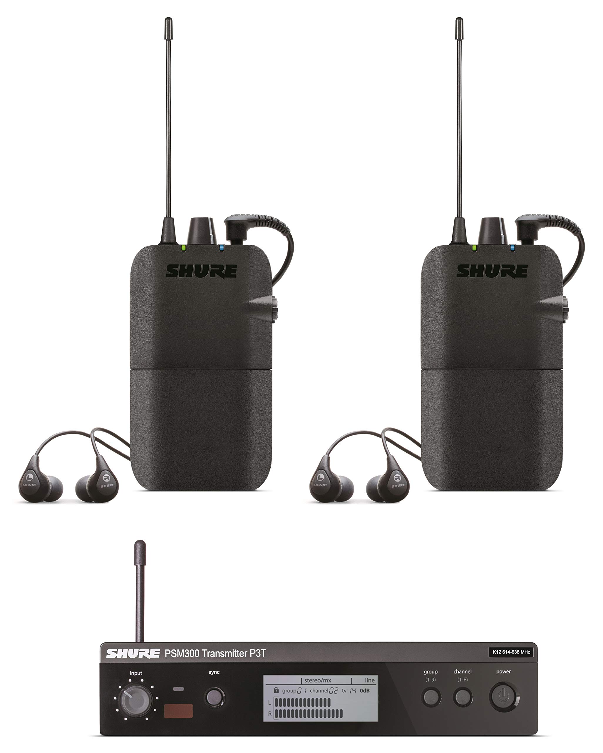 Shure PSM300 P3TR112TW Wireless in-Ear Personal Monitoring System with SE112 Earphones, Twinpack - H20 Band
