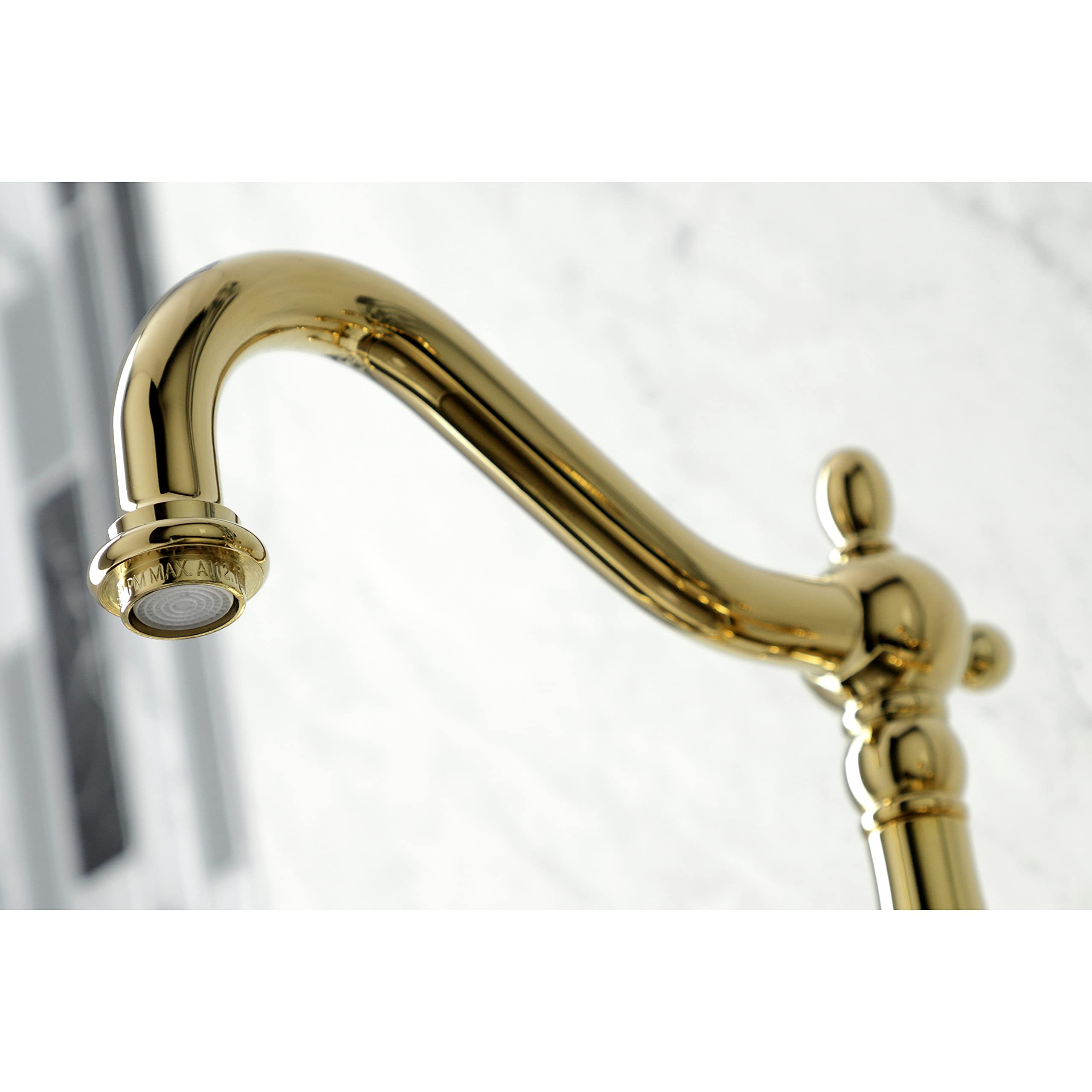 Kingston Brass KS1262PXBS Heritage Wall Mount Bridge Kitchen Faucet with Brass Sprayer, 6-9/16", Oil Rubbed Bronze