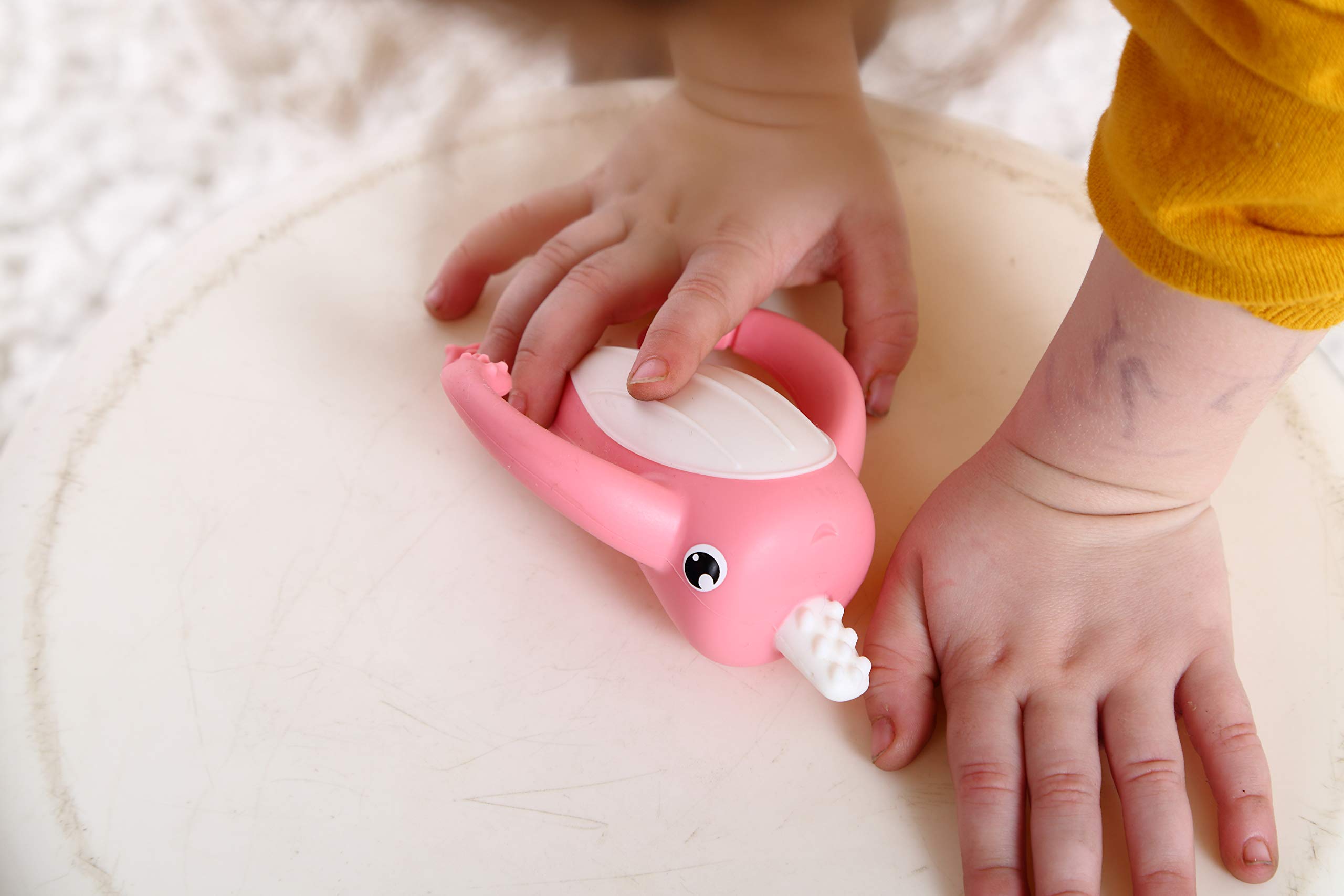 Smily Mia Nora Narwhal Soft Silicone Teething Toy/Toothbrush with Two Handles for 3M+ Babies Teething Pain Relief, Pink