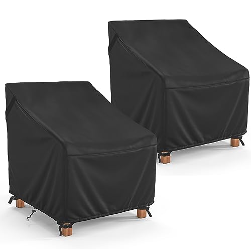 MR. COVER Outdoor Chair Covers, Patio Furniture Covers Waterproof & UV-Protection, Fits up to 32W x 37D x 36H Inches, with Air Vent and Handles, Black, 2 Pack
