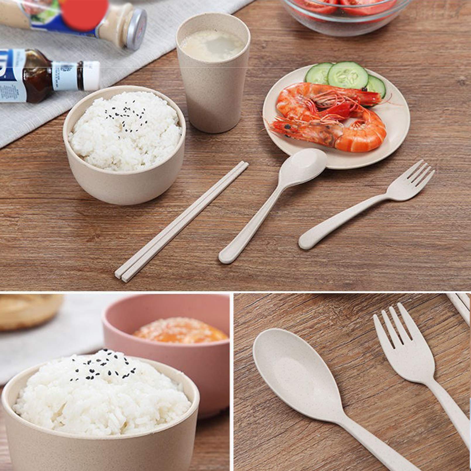 Cutlery Set, Drop Resistant, High Temperature Resistant, Spoon, Fork, Chopsticks 6 Pieces
