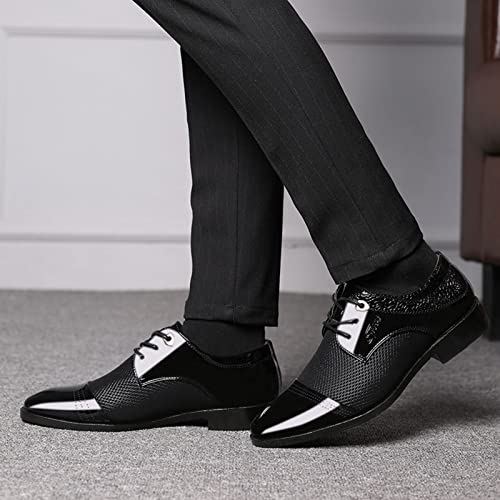Classical Style Leather Shoes for Men Slip On PU Leather Low Rubber Sole Block Heel Work Soft Shoes Mens Black