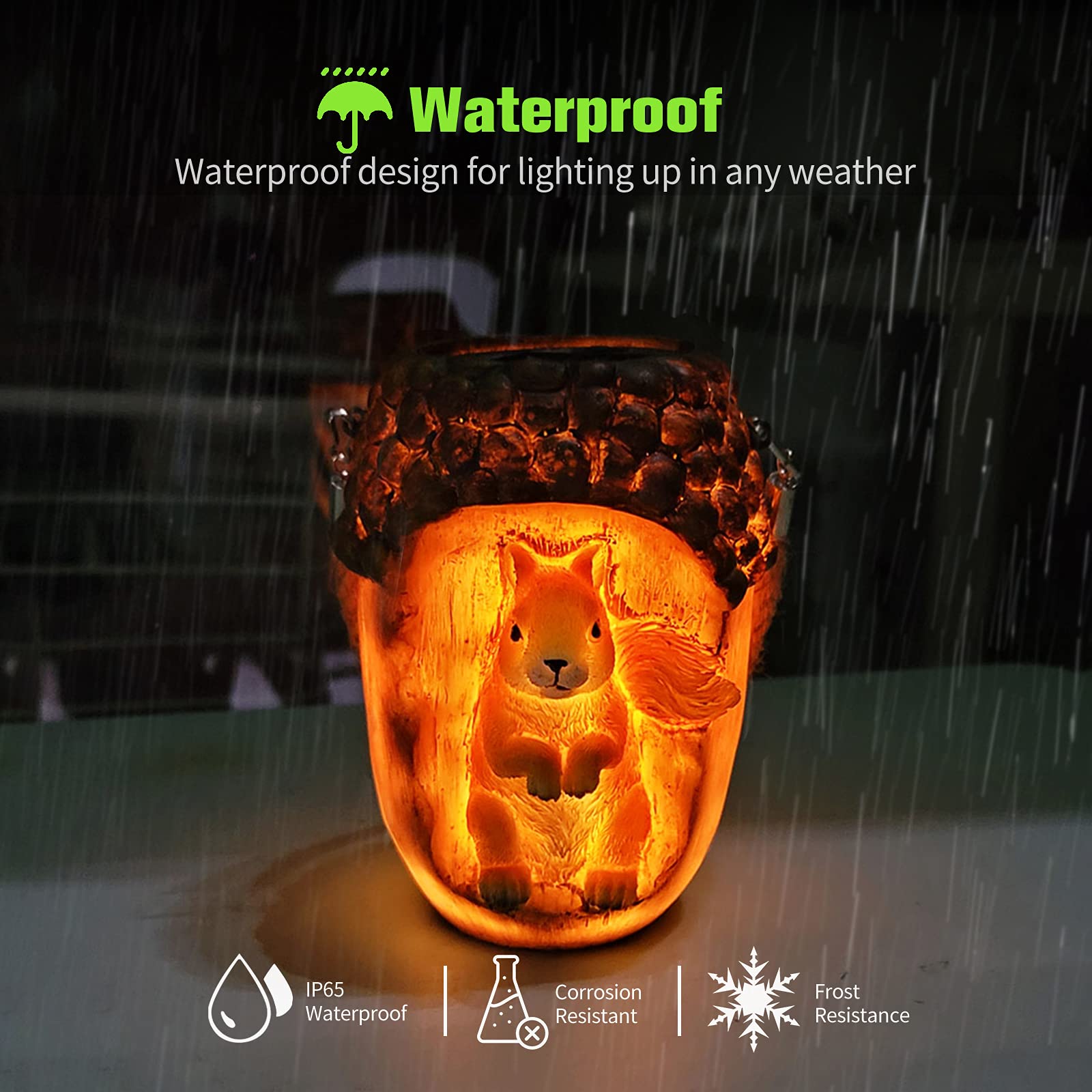 Solar Light Hanging Outdoor Garden Decor Lantern - Waterproof Auto on/Off Decorative LED Light for Garden Patio Yard Porch Outside Decoration nut-Yellow