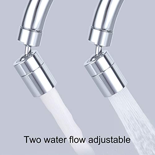 Faucet Aerator,Dual Function 360 Degree Swivel Sink Aerator,Big Angle 80 Degree Rotation 2 Sprayer Kitchen Faucet Aerator,55/64 Inch-27UNS Female Thread,2.5GPM,Polished Chrome