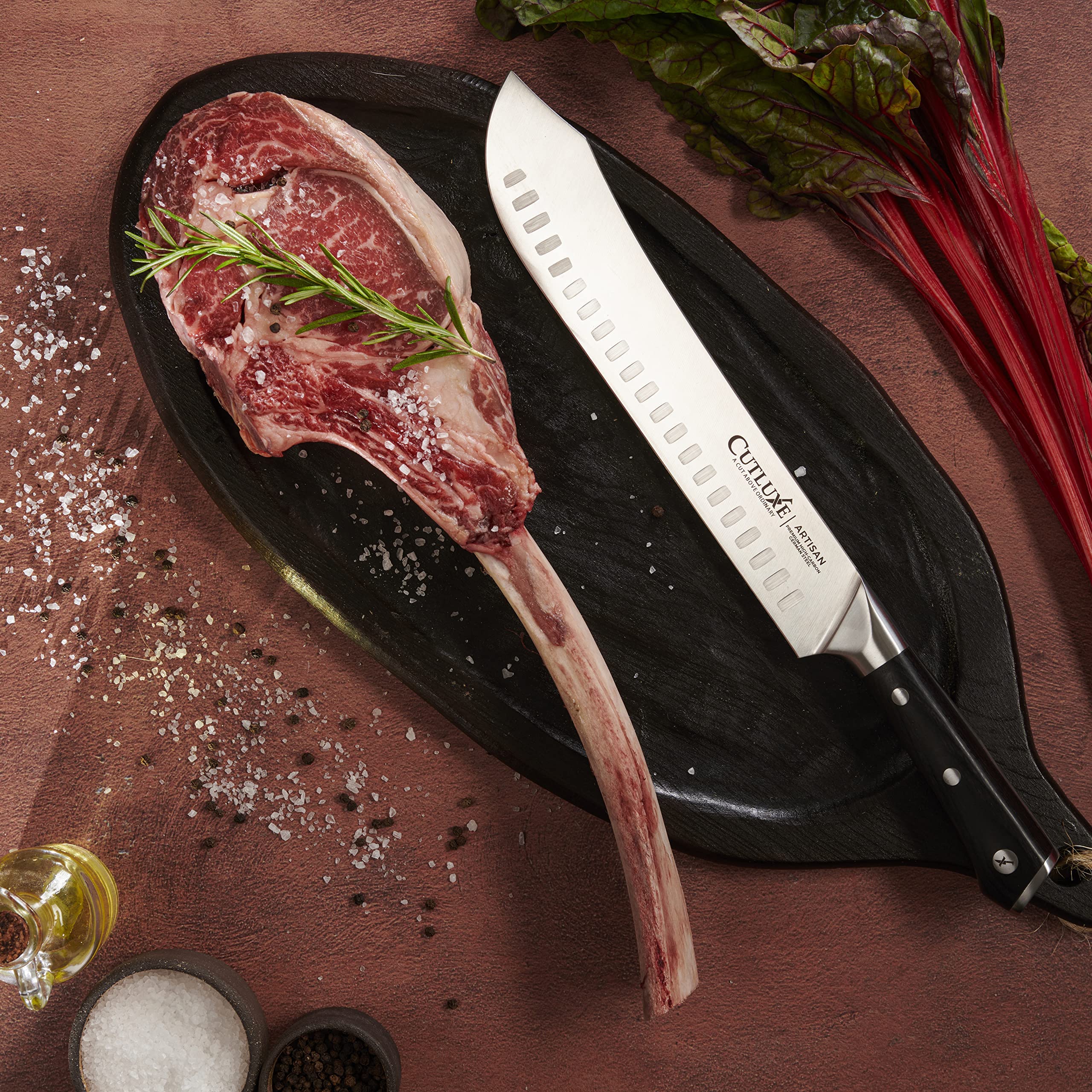 Cutluxe Bullnose Breaking Knife & Sharpening Rodβ Forged High Carbon German Steel β Full Tang & Razor Sharp β Ergonomic Handle Design β Artisan Series