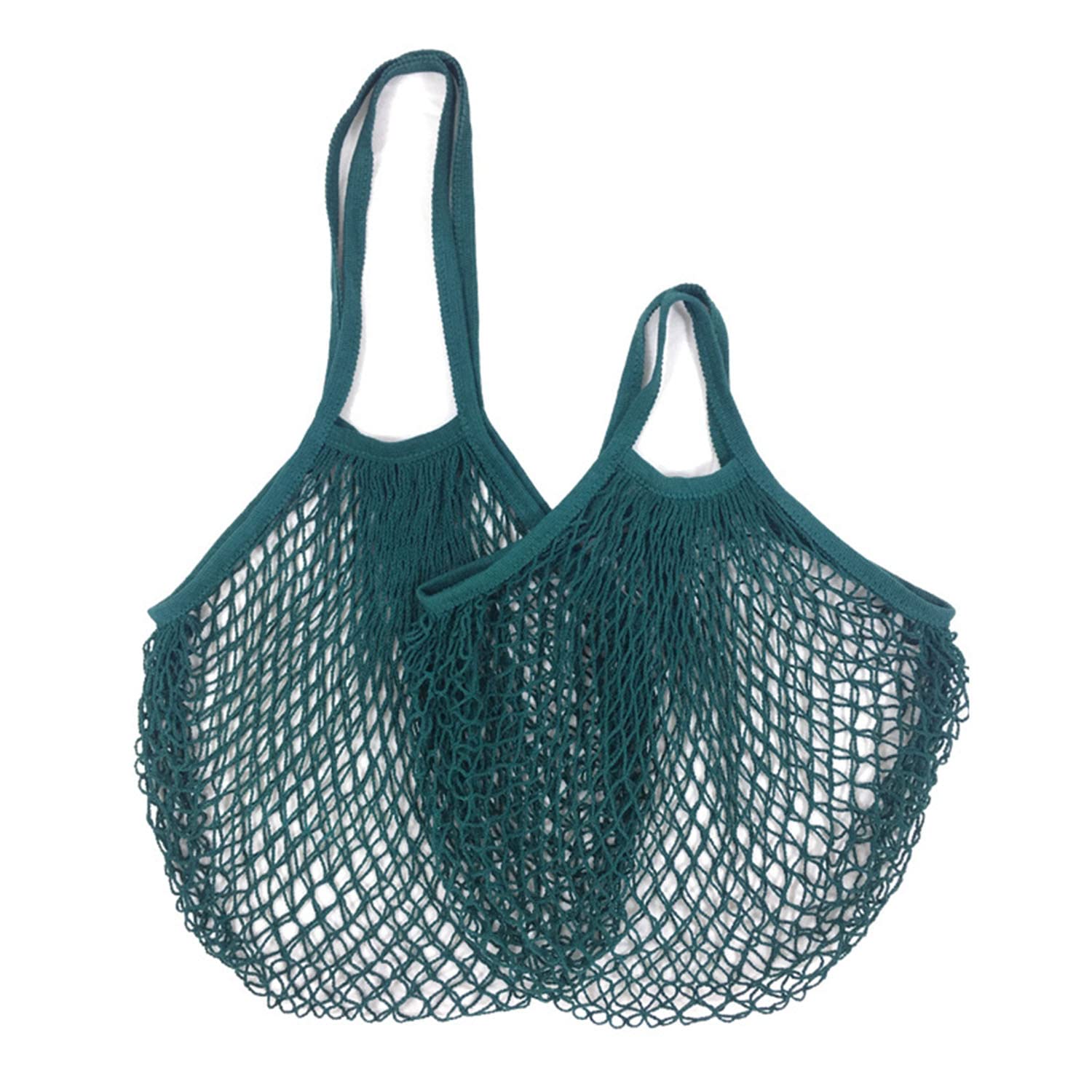 Cotton String Shopping Bags Reusable Washable Grocery Mesh Bags Organizer for Grocery Net Bags with Longhandle for Fruit Vegetable Storage, 6 Pack