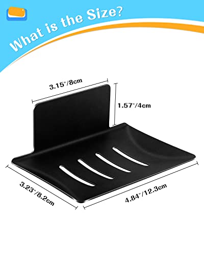 MOVNO 2 Pack Soap Dish Shower Waterfall-Matte Black SUS304 Stainless Steel Soap Tray, Soap Saver Drainer for Shower/Bathroom/Kitchen/Counter Top, Keep Soap Bars Dry & Clean