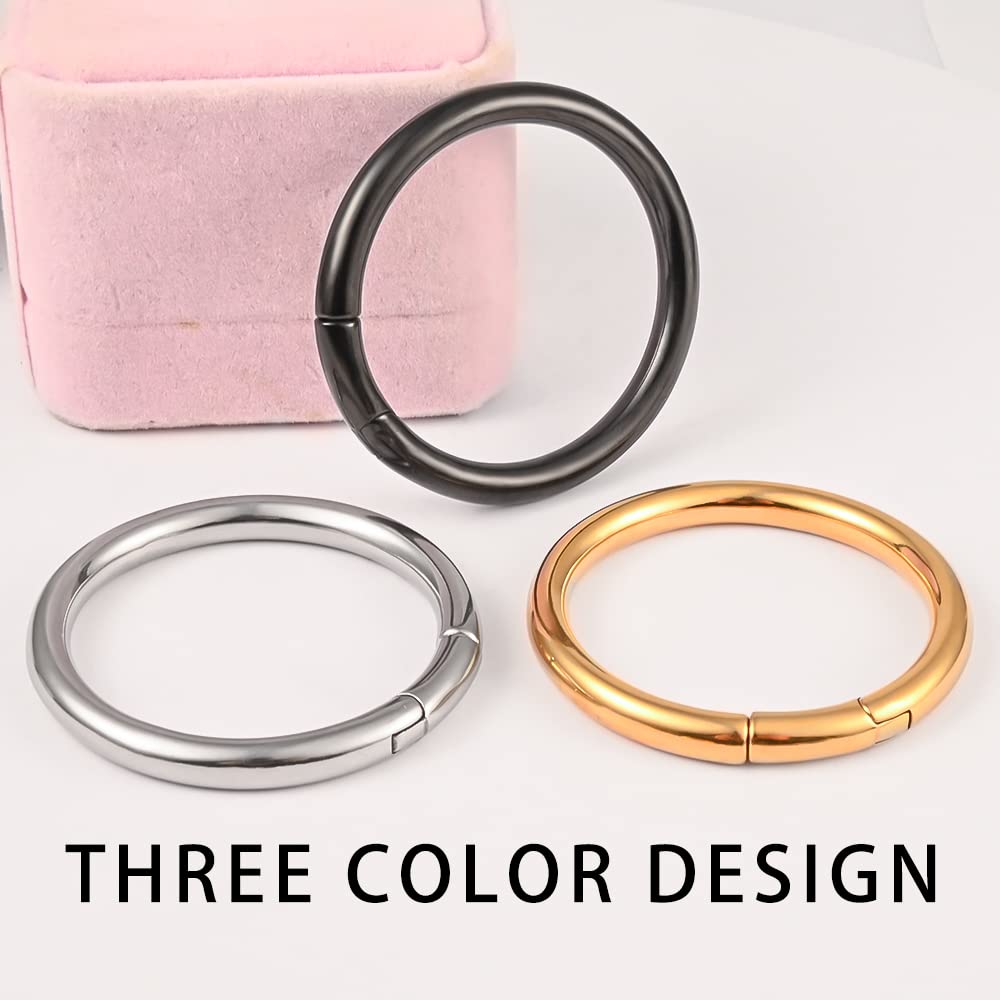 DOEARKO 2PCS Simple Hoop Ear Plugs Body Piercing Tunnels 316 Stainless Steel Hypoallergenic Earrings Plugs for Ears Expander Body Jewelry (Gauge:4mm(6G)*40mm(diameter), Silver)