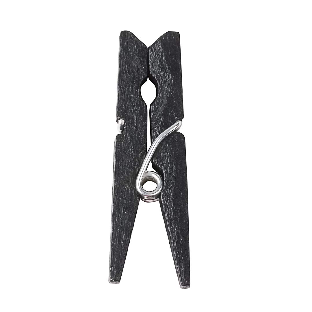 Restaurantware 1.2 Inch Black Clothespins 500 Mini Clothespins - Disposable Sturdy Black Bamboo Wooden Clips Food Grade For Appetizers Garnishes Cocktails