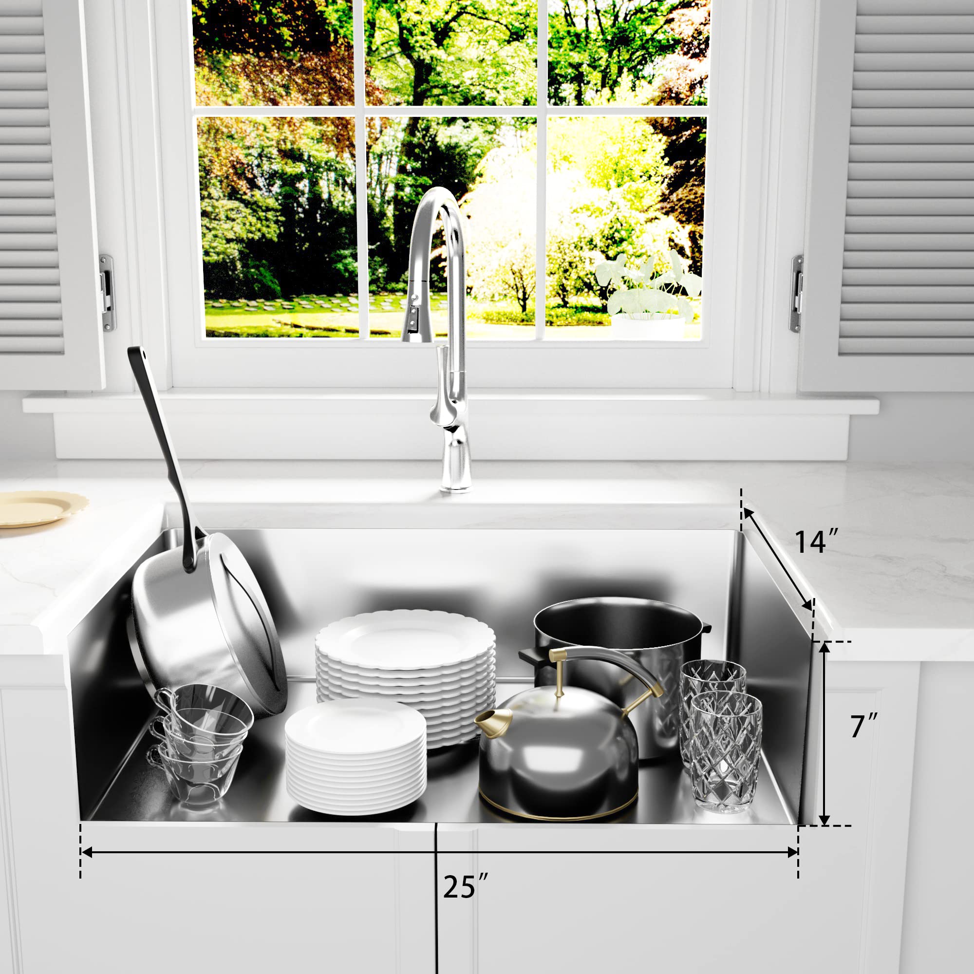 MILOSEN RV Kitchen Sink, 27''Γ16''Γ7'' Stainless Steel Undermount Kitchen Sink, Single Bowl Kitchen Sinks, Kitchen Sink for RV, 7 inch Depth Outdoor Kitchen Sink