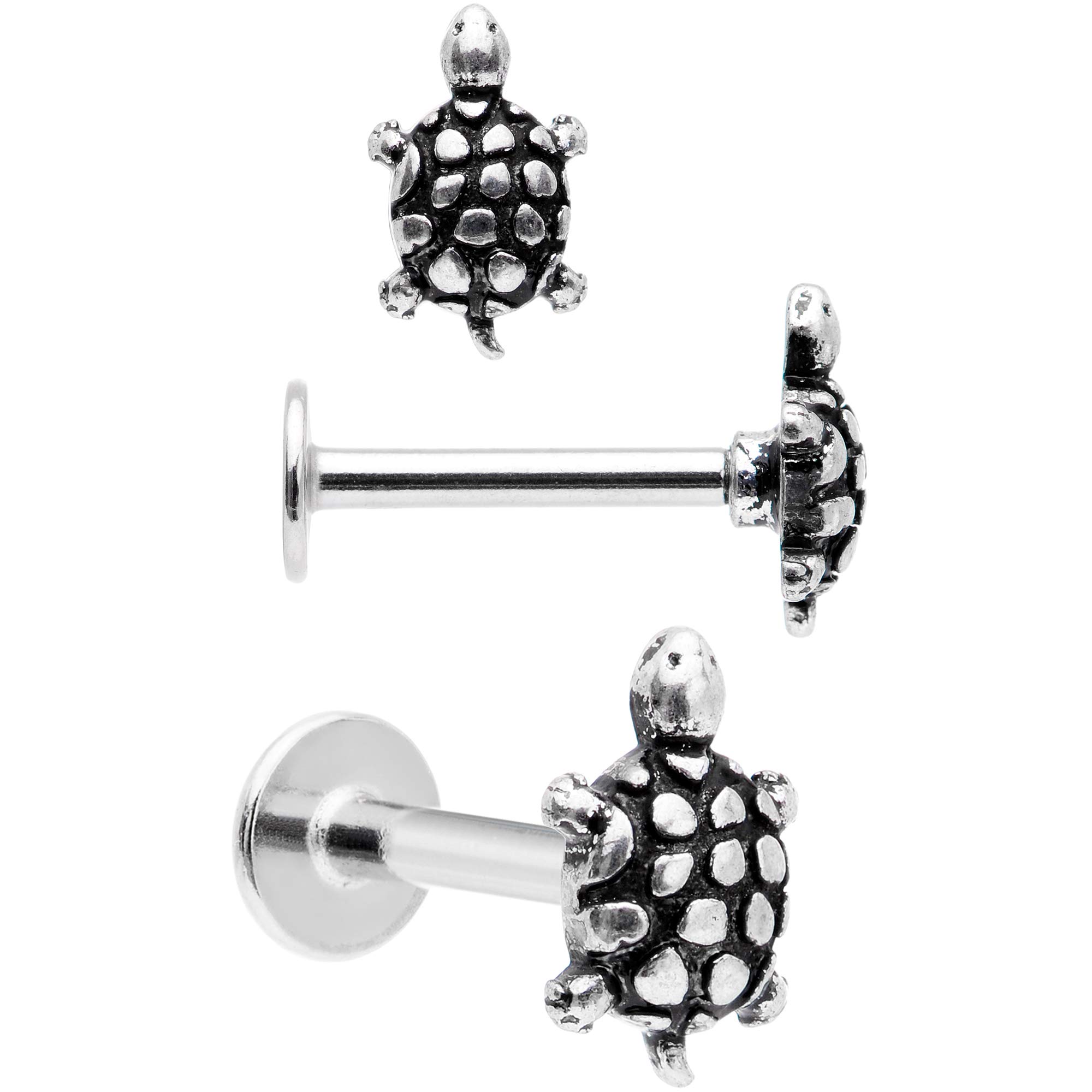 Body Candy 16G 316L Steel 4PC Tragus Helix Deep Sea Variety Ball End Turtle Cartilage Stud Earring Set 5/16"