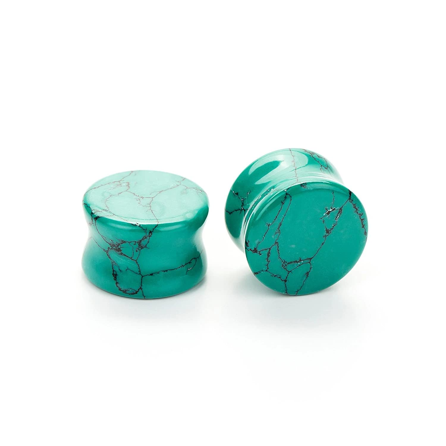 CABBE 10pcs Natural Stone Plugs Ear Gauges Kit Gauges 2g - 20mm Saddle Style Double Flared Expander Set Stretcher Body Piercing Jewelry, Gauge 1/2" = 12mm