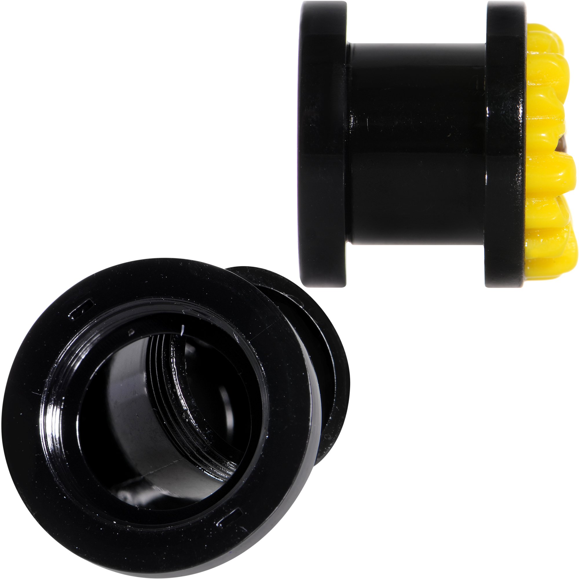 Body Candy Black Acrylic Simply Sunny Sunflower Screw Fit Ear Gauge Plug Set of 2 00 Gauge