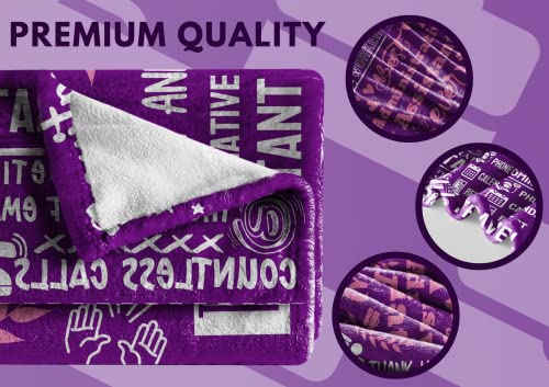 InnoBeta Administrative Professional Day Gifts for Administrative Assistant, Bed Flannel Plush Blanket For Women/Men (50"x 65") - Best Administrative Assistant Ever - Purple