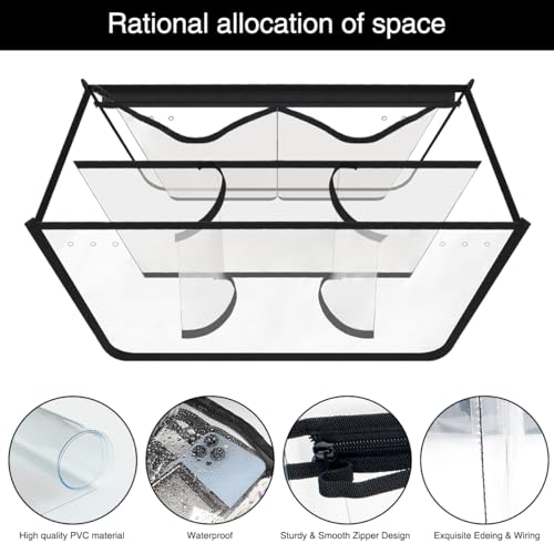 Clear Beach Bag Organizer for Bogg Bag Accessories - Insert Inner Bags Compatible with Bogg Bag, Insert Organizer for X Large Size Bogg Bag, Organizing Your Bag and Divide Space (Black, Large)