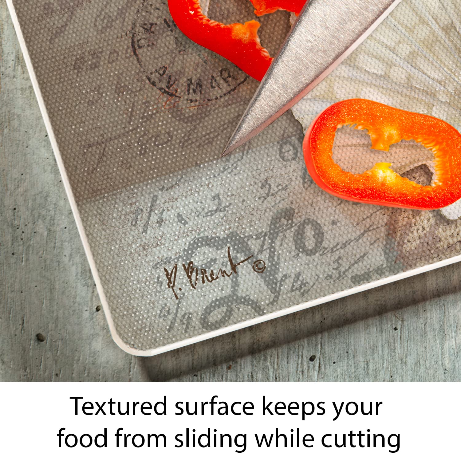 CounterArt Linen Shells 3mm Heat Tolerant Tempered Glass Cutting Board 15β x 12β Manufactured in the USA Dishwasher Safe