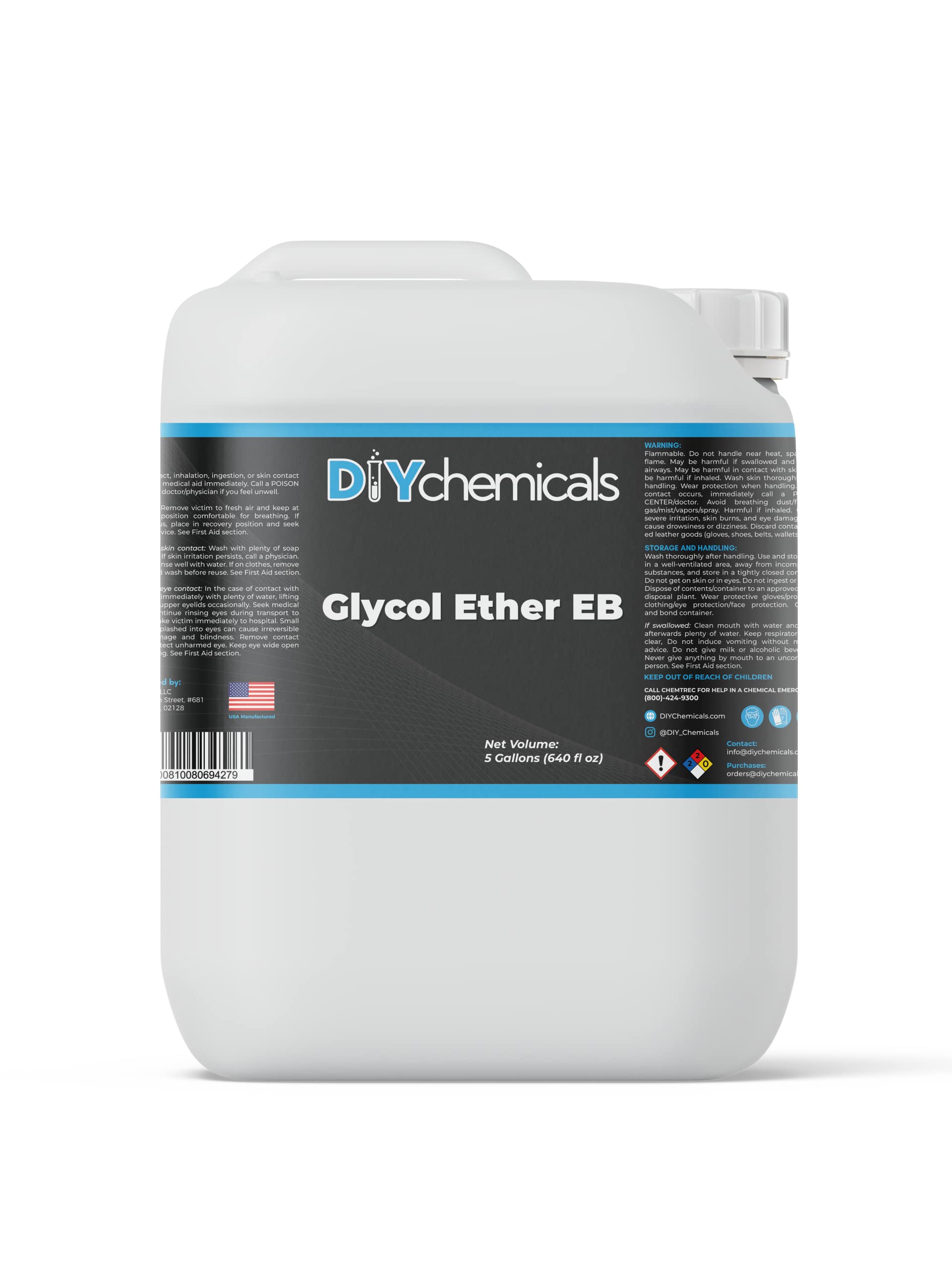 DiyChemicals Glycol Ether EB - Used in Paint and Coatings, Hard-Surface Cleaners, Polishes, Solvents, Chemical Intermediates, Surfactants - Made in USA (5 Gallon)