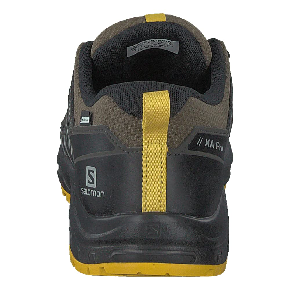 Salomon Kid's XA PRO V8 CLIMASALOMON Waterproof Trail Running Shoes, Olive Night/Black/Sulphur, 5 Big Kid