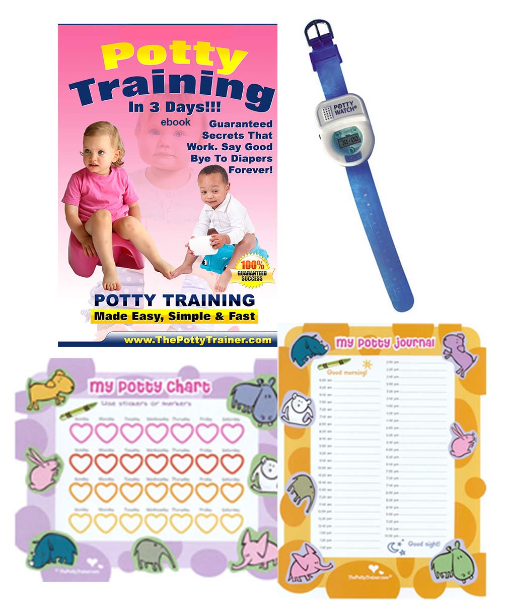 Ultimate Potty Training for Boys. Complete Kit Includes Potty Training In 3 Days Audio Guide, Laminated Potty Training Charts & Blue Potty Time Watch (Blue)